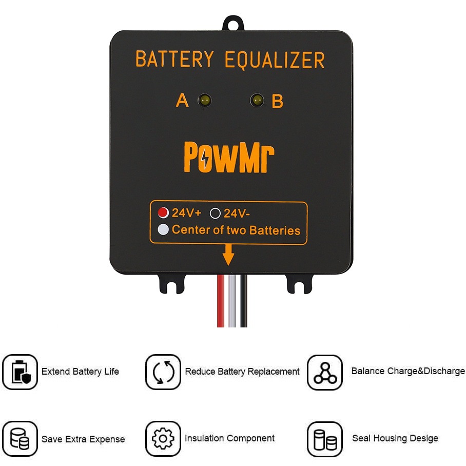 【จัดส่งในพื้นที่】PowMr Battery Balancer สำหรับระบบธนาคารแบตเตอรี่ตะกั่วกรด 2 X 12V N * 12V ...