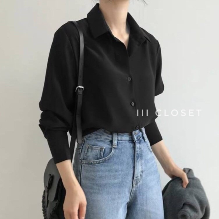 เสื้อเชิ้ต อก 40" lll Size L lll IT022 เสื้อเชิ้ตแขนยาว สีขาว&ดำ กระดุม ...