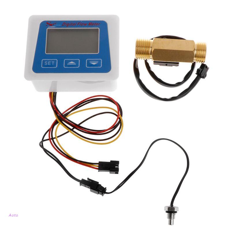 AOTO Digital Flow Meter Water Flowmeter Temperature Time Record with G1 ...