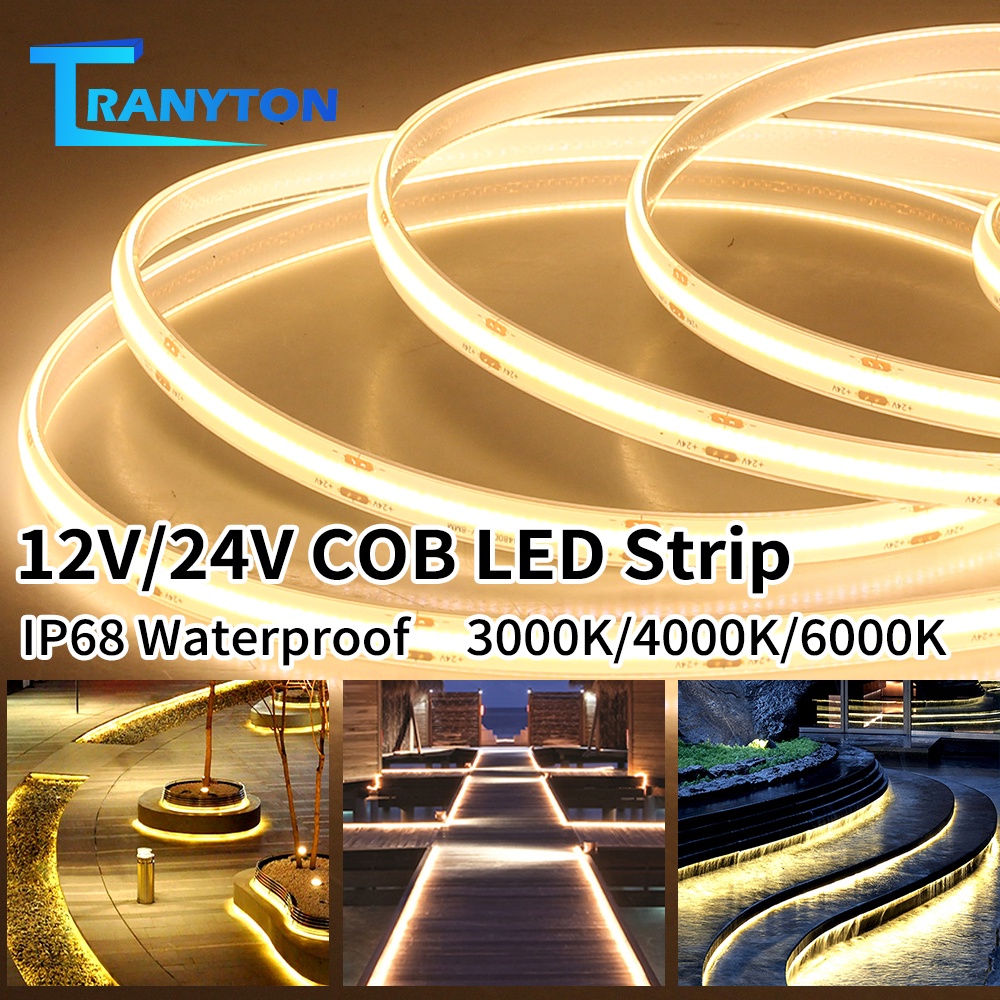 5m สายไฟ Led Cob 480led M 24v Ip68 กันน้ํา สายไฟ Led 3000k 4000k 6000k