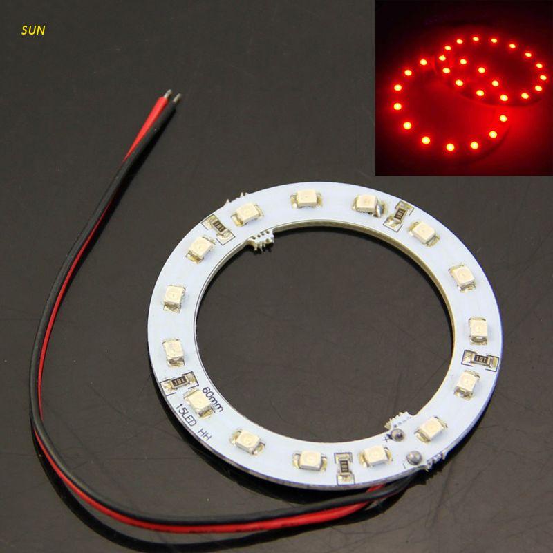 SUN 2x 12V 60MM 15 LED 3528 chip SMD Car Angel Eyes Bright Red Ring ...