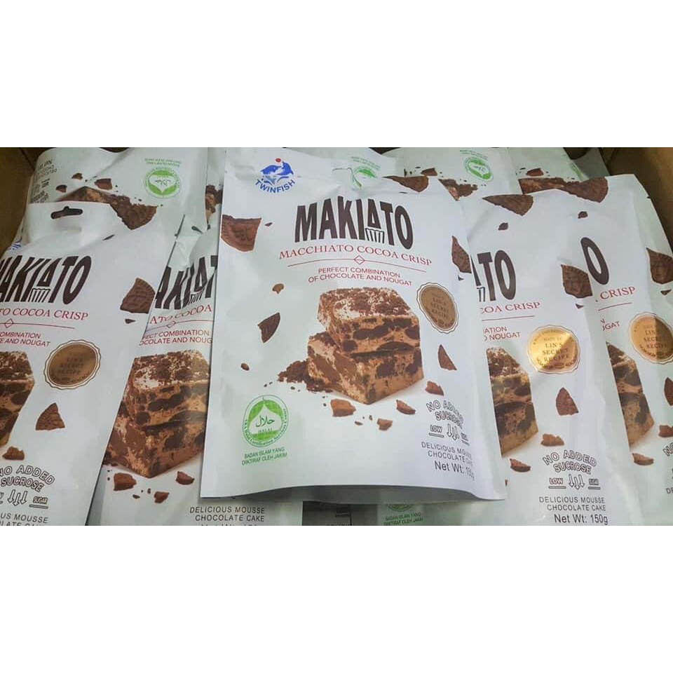 Makiato Macchiato Cocoa Crisp บิสกิตกรอบนูกัตรสโกโก้มัคคิอาโต 1ห่อ150 ...