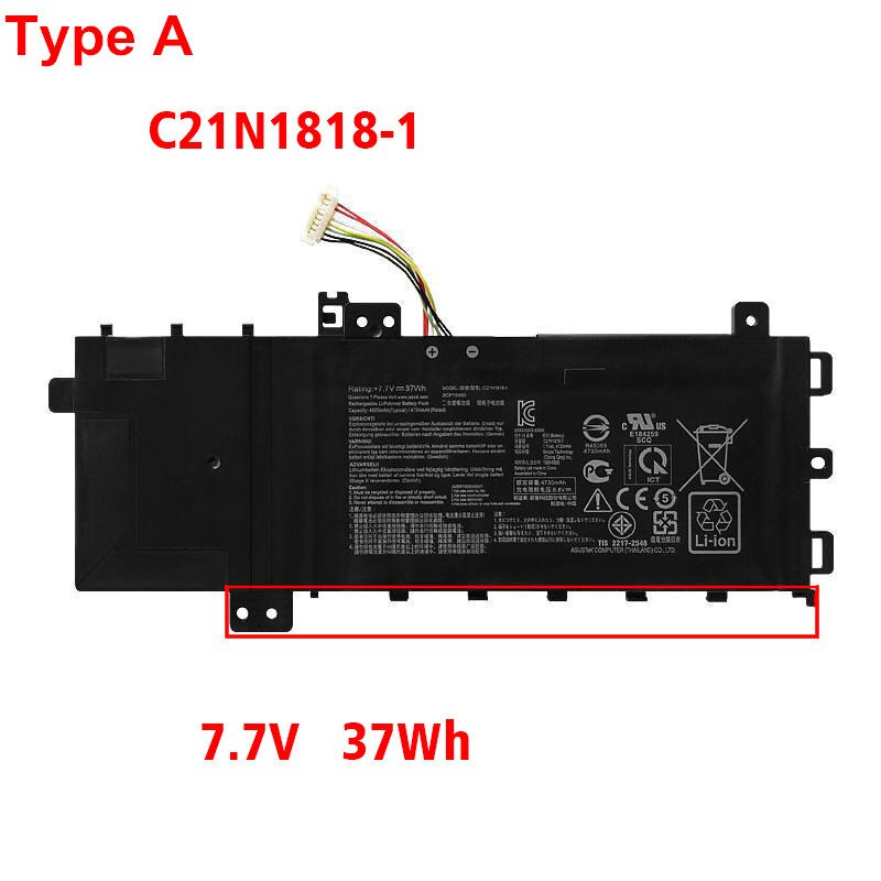 C21N1818 C21N1818-1 B21N1818 B21N1818-3 แบตเตอรี่โน้ตบุ๊ค For ASUS ...