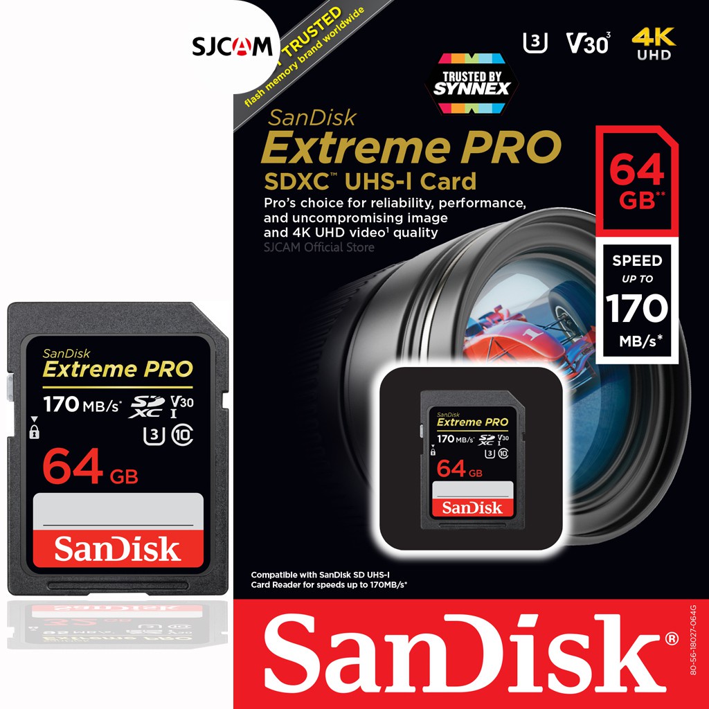 SanDisk Extreme Pro SD Card Speed R170MBs 32GB 64GB 128GB (SDSDXXY) เมมโมรี่ กล้องถ่ายภาพ DSLR ...