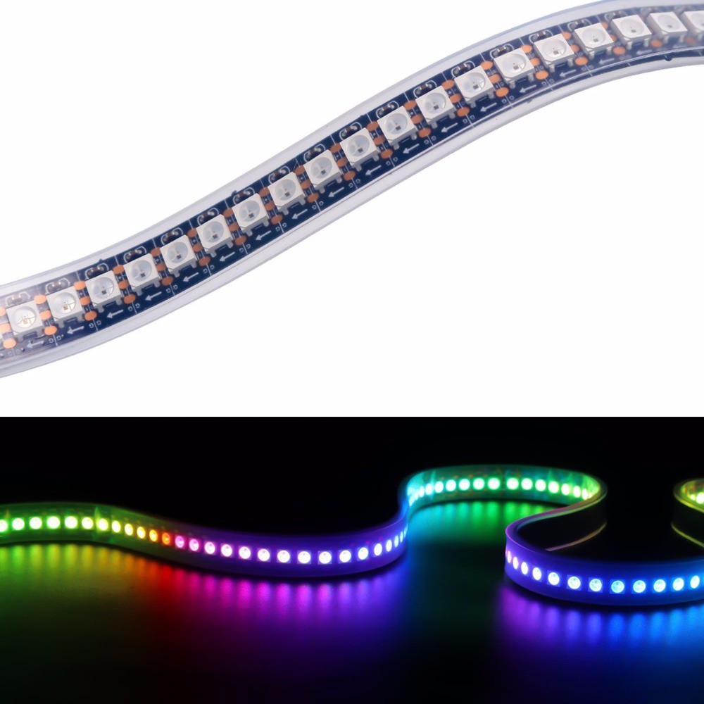 Xnbada 5V 1m 144leds/m WS2812B LED strip 2812 พิกเซล RGB สี WS2812 IC ...