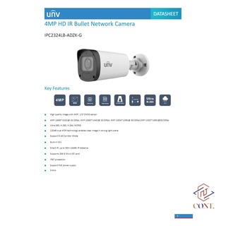 กล้องวงจรปิด Uniview รุ่น IPC2324LB-ADZK-G 4MP HD IR Bullet Network Camera | Shopee Thailand