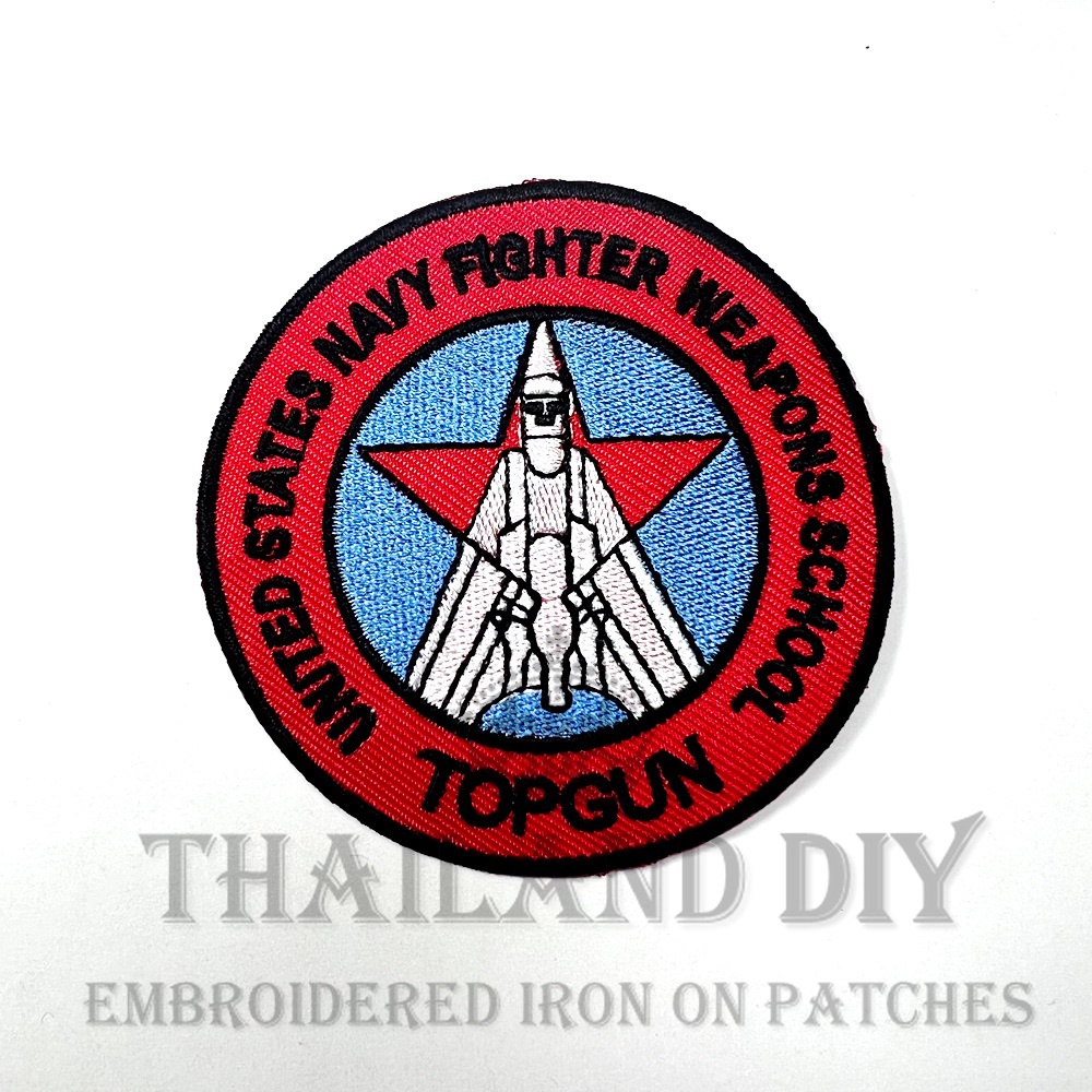 ตัวรีดติดเสื้อ งานปัก ชุดนักบิน Topgun นักบินทหารอากาศ Top Gun School Patch DIY WOP ตัวรีด อาร์ม ...