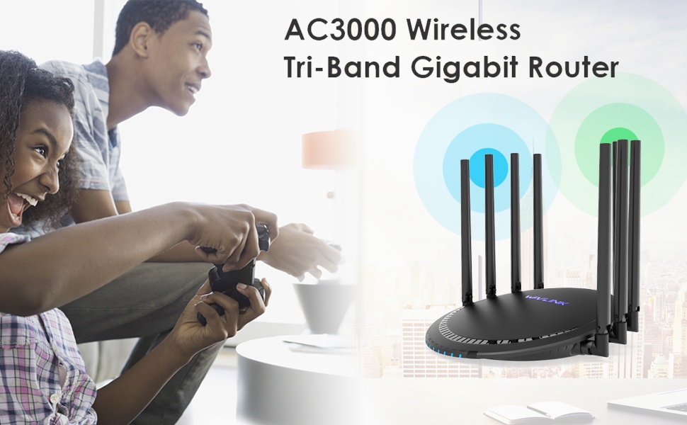 Wavlink เราน์เตอร์ไวไฟไร้สาย Full Gigabit AC3000 MU-MIMO Tri-band 2.4 5Ghz USB 3.0 | Shopee Thailand