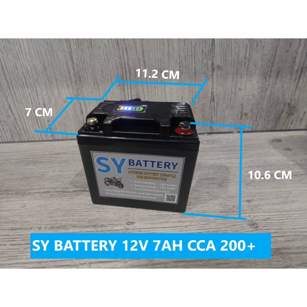 SY Battery แบตเตอรี่ลิเธียมไอออนฟอสเฟต LiFePO4 สำหรับมอเตอร์ไซค์ 12V 6. ...
