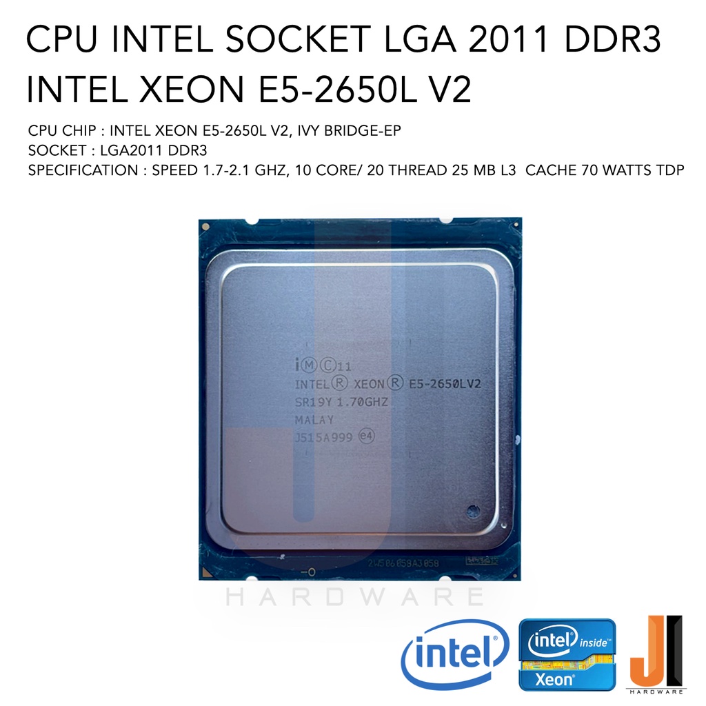 CPU Intel Xeon E5-2650L V2 10 Core/ 20 Thread 70 Watts No Fan Socket ...