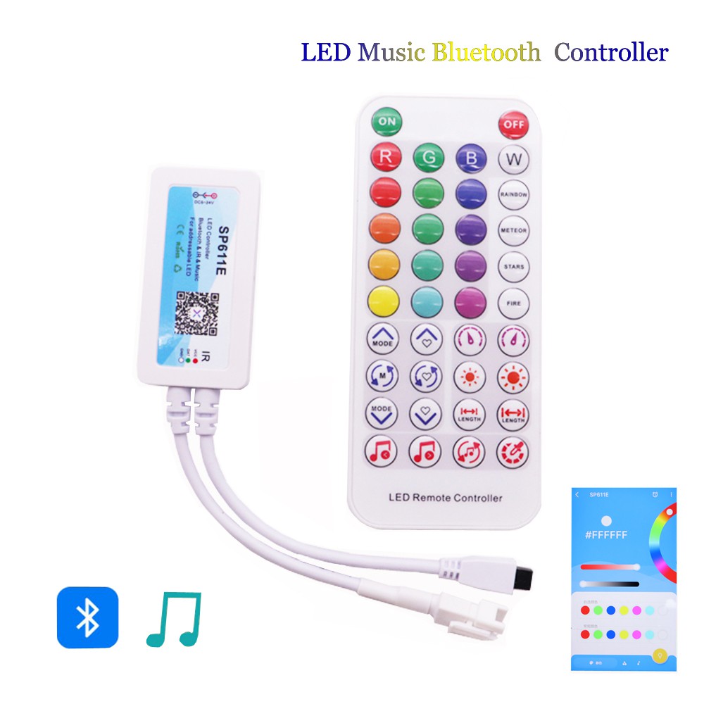 Led Controller SP611E บลูทูธเพลง App IR38 คีย์สําหรับ WS2811WS2812 ...