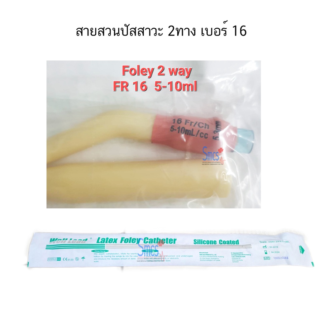 แบ่งขาย สายสวนปัสสาวะ 2ทาง FR16 Ballon 5-10ml ยี่ห้อ Wellead 1เส้น ...