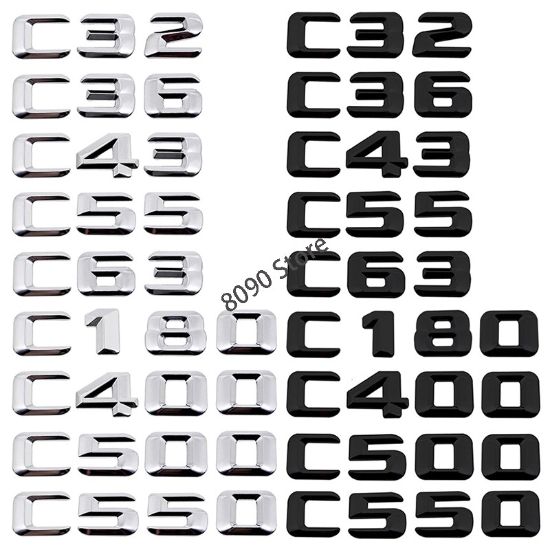 Metal Car Rear Sticker for Mercedes Benz Letter C32 C36 C43 C55 C63 ...