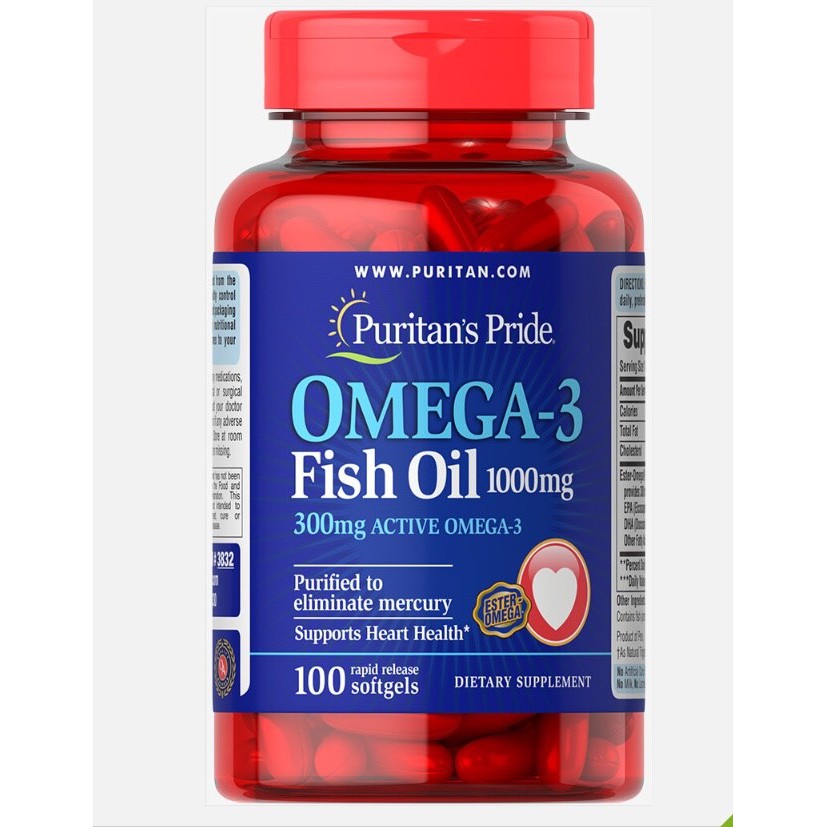 Puritans Pride Omega-3 Fish Oil 1000 mg (300 mg Active Omega-3) | Shopee Thailand