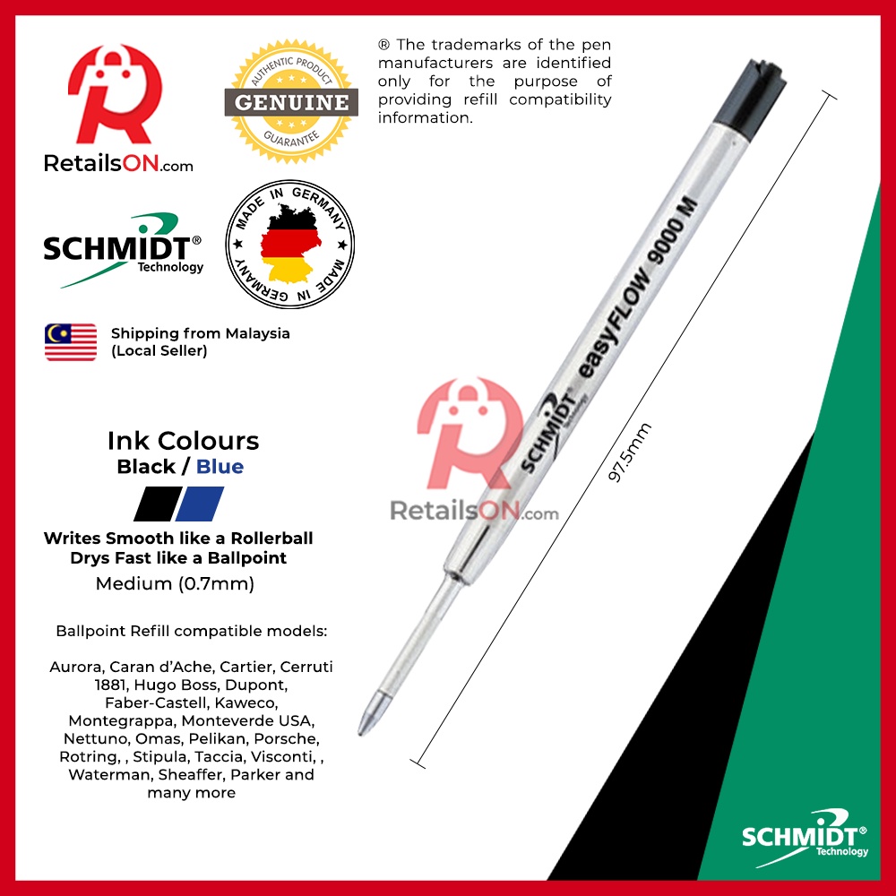 Schmidt Refill easyFLOW 9000 Hybrid Gel for Ballpoint Pens - Medium (M ...