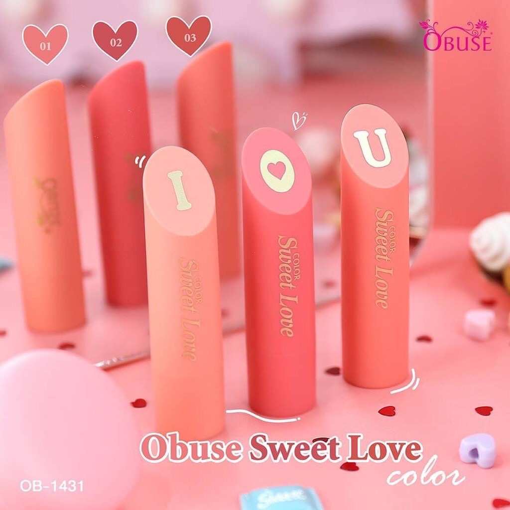 โอบิวซ์ สวีท เลิฟ คัลเลอร์ ลิป OBUSE SWEET LOVE COLOR LIP SET ลิปเซ็ต 3 ...