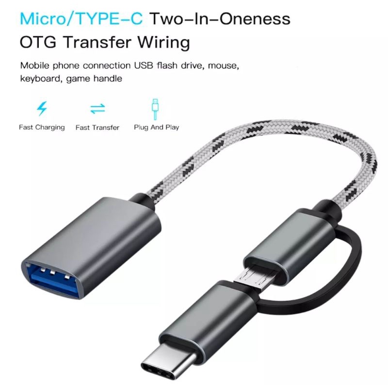 OTG 2In1 Type-C microUSB To USB 3.0 อินเทอร์เฟซ อะแดปเตอร์ OTGสาย ...