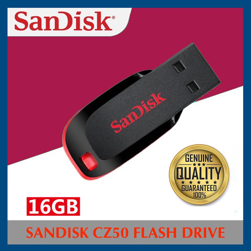 Sandisk USB Flash Drive Cruzer Blade 16GB - Black/Red | Shopee Thailand