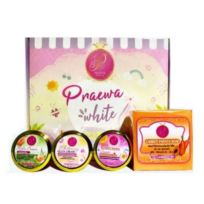 ( ขนาด 12 กรัม ) เซตครีมแพรวาไวท์ Praewa White ( 1 ชุดมี 4 ชิ้น ...