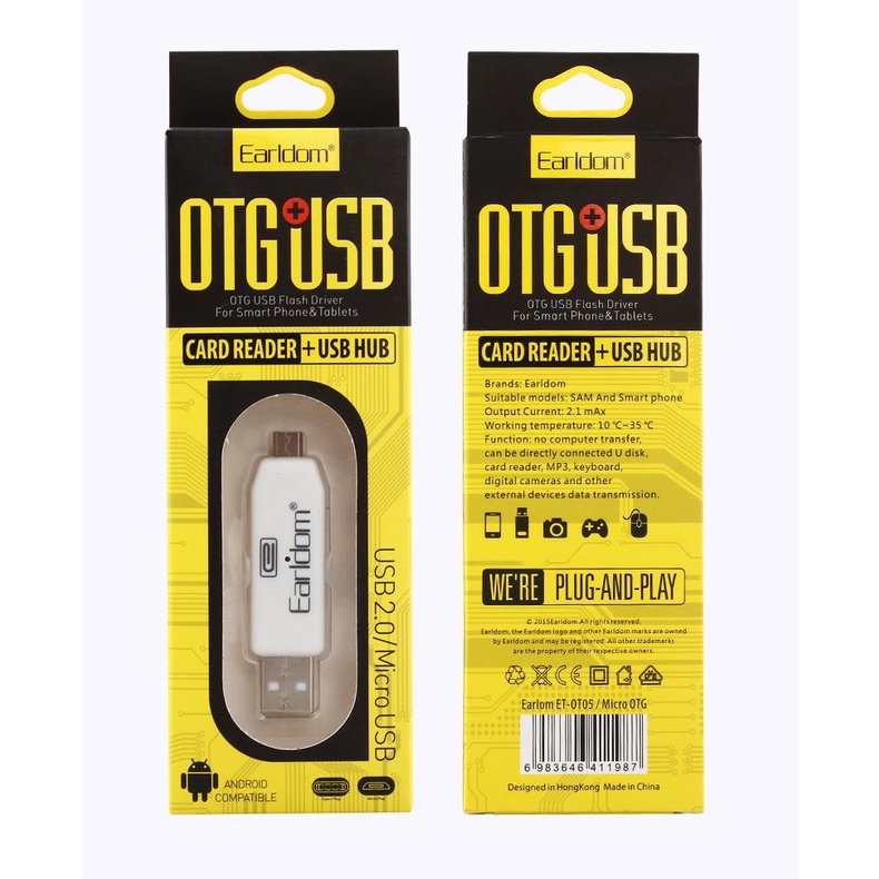 Earldom ET-OT05 Micro OTG + USB Hub Card Reader | Shopee Thailand