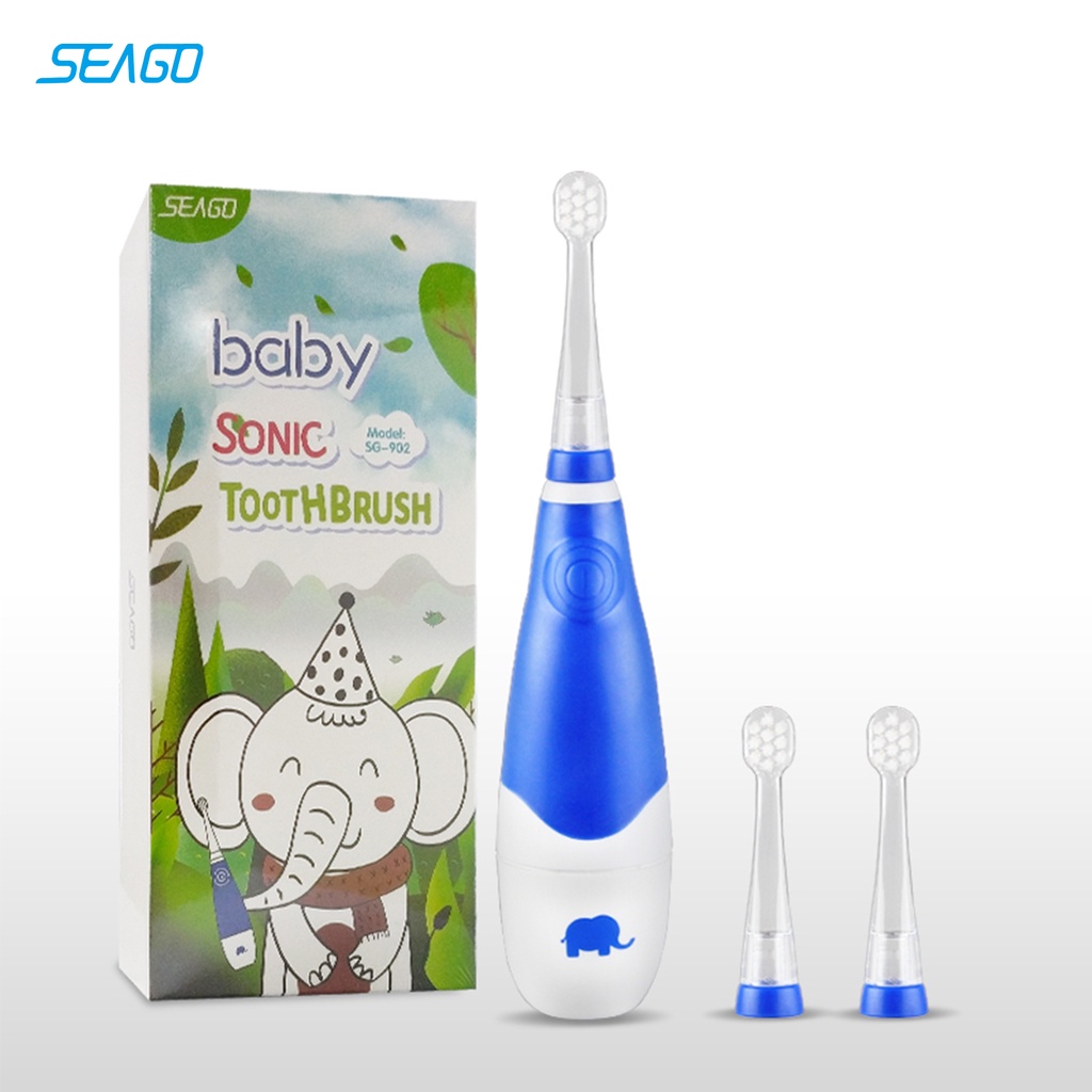 Seago sg-902 Kids electric toothbrush แปรงสีฟันไฟฟ้าสำหรับเด็ก เปลี่ยนหัวแปรงได้ IPX7 กันน้ำ ไฟ ...