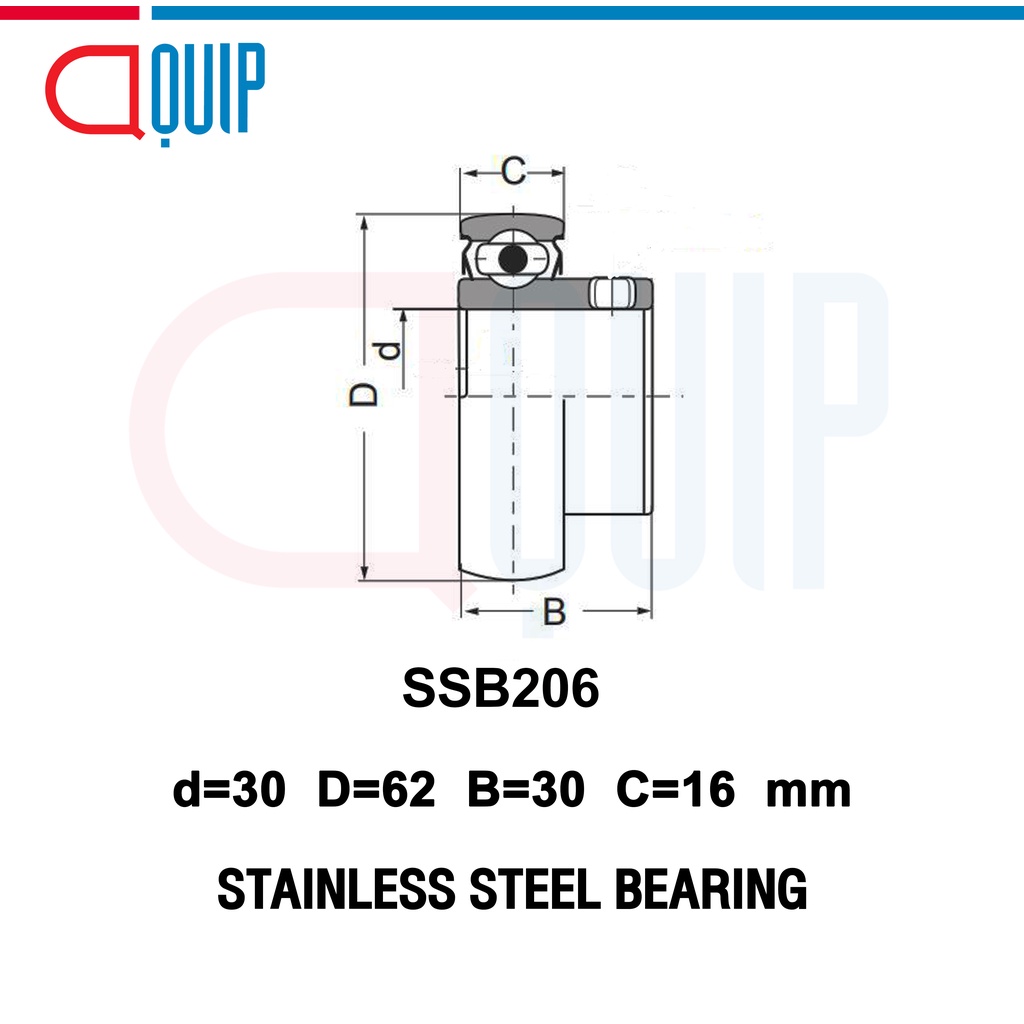SSB206 LDK ตลับลูกปืนตุ๊กตาสเตนแลส ( STAINLESS STEEL BEARING ) SSB 206 ...