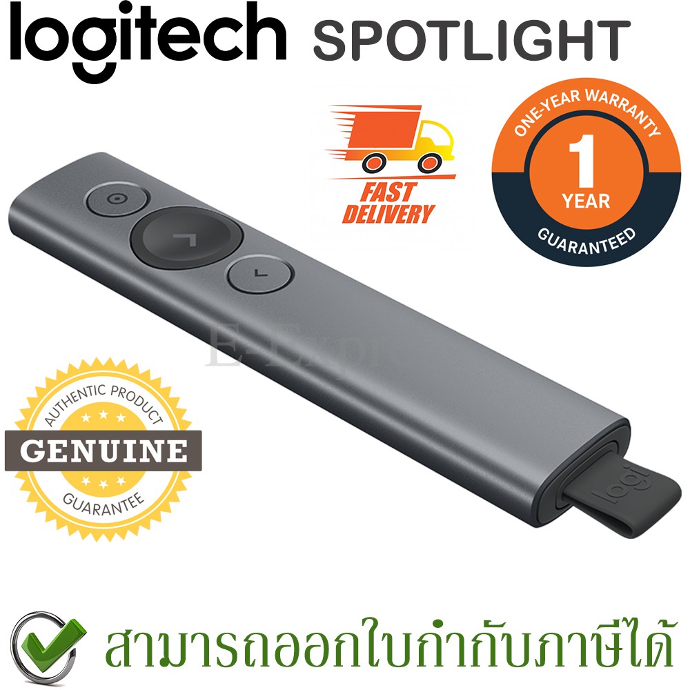 Logitech Spotlight Wireless Presenter Remote - Slate (สีเทา) ประกันศูนย์ 1ปี ของแท้ | Shopee ...