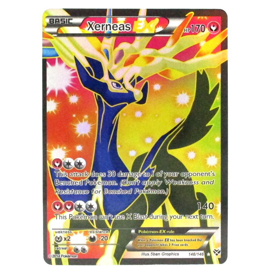 Xerneas EX Card เซร์เนอัส 146/146 Pokemon Card Gold Flash Light (Glossy ...