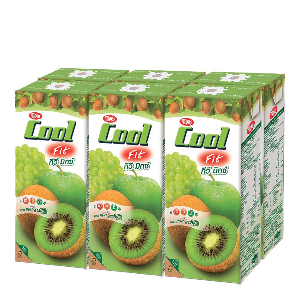 ทิปโก้ คูลฟิต กีวีมิกซ์ 40% 200 มล. แพ็ค 6 กล่อง Tipco Cool Fit Kiwi Mix 40% 200 ml. Pack of 6 ...