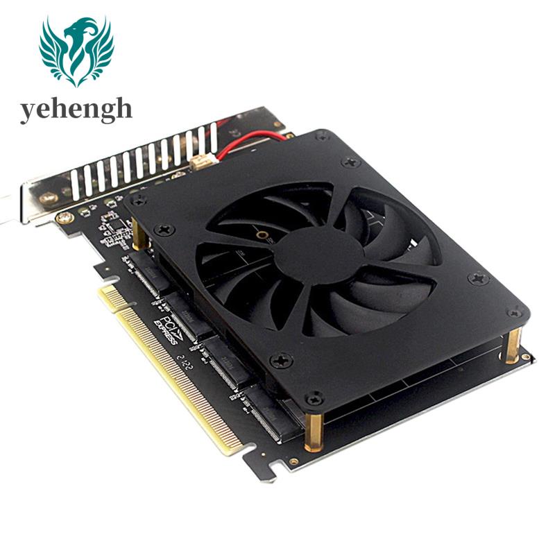 PCIE to 4XM.2 M KEY NVME RAID PCI-E X16 Riser Card for Desktop PC ...