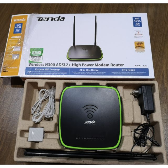 Tenda DH301 Wireless N300 ADSL2+ High Power Modem Router | Shopee Thailand