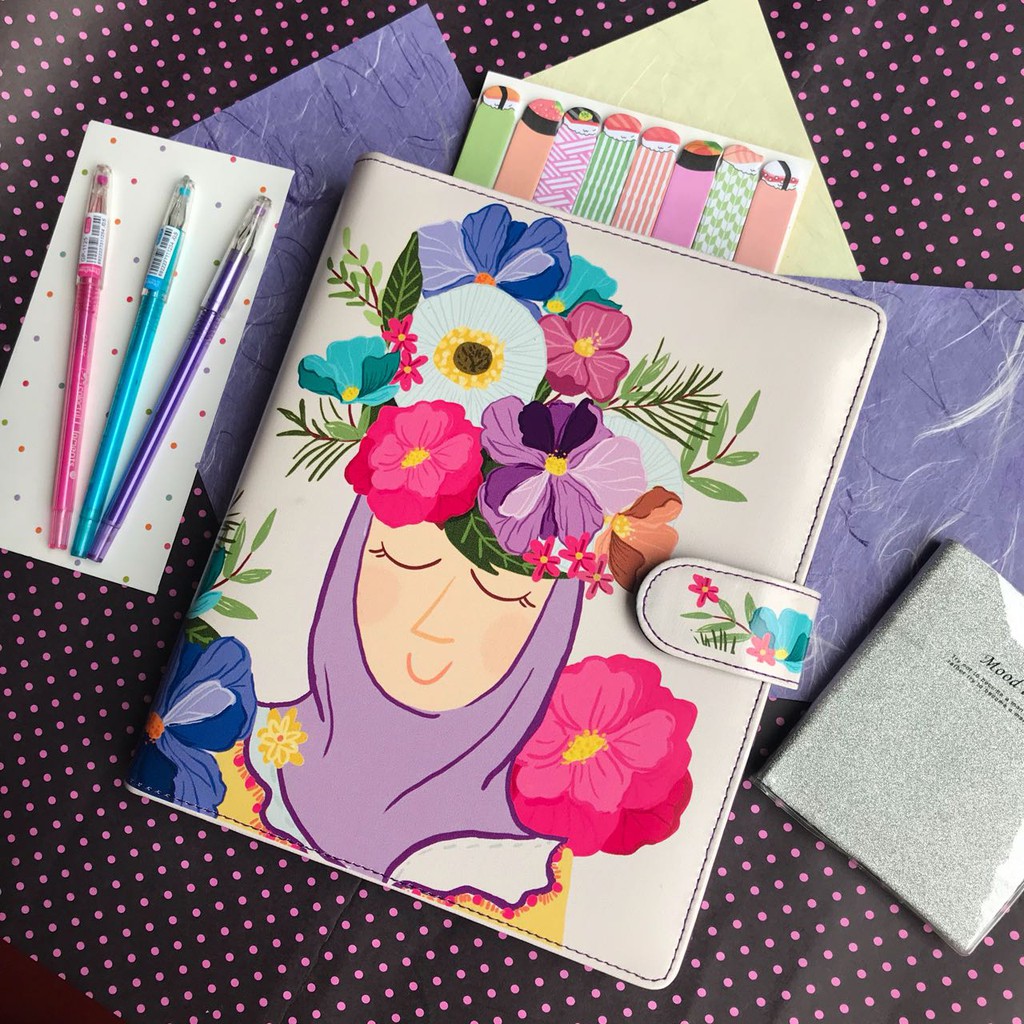 Binder พิมพ์ Muslimah ดอกไม้ 20 26 แหวน Crable เครื่องเขียน | Shopee ...