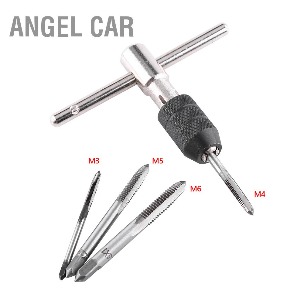 Hand Screw Thread Tap Wrench Handle With 4pcs Straight Flute Taps M3/M4 ...