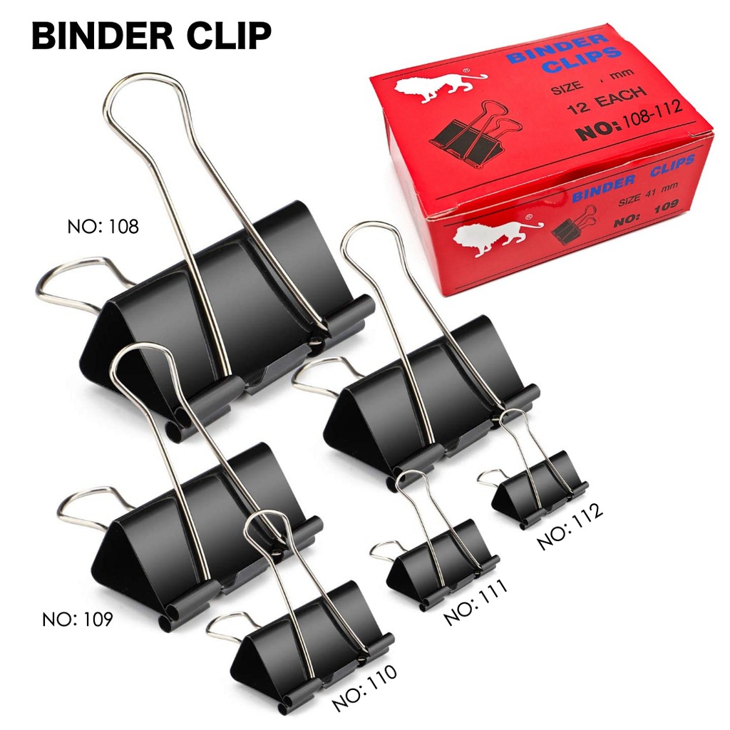 Binder Clip คลิปดำ สิงโต คลิปหนีบกระดาษ no.108-112 (12 ตัว) | Shopee ...