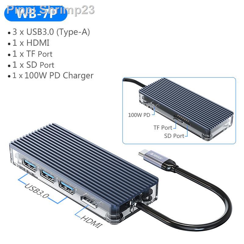 ↂORICO USB C HUB Dual Type C to Multi USB 3.0 HDMI TF/SD 60W PD ...