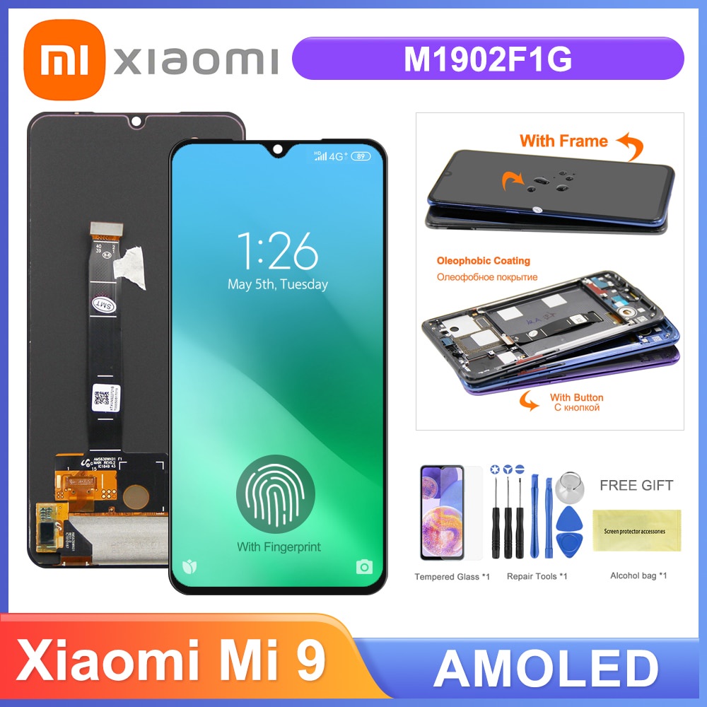 6.39'' หน้าจอแสดงผล Super AMOLED พร้อมลายนิ้วมือสําหรับ Xiaomi Mi 9 Mi9 ...