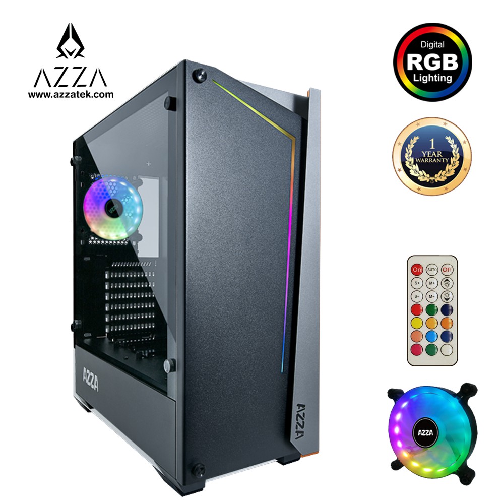 AZZA Mid Tower Tempered Glass ARGB Gaming Case APOLLO 430DF2 With RF ...