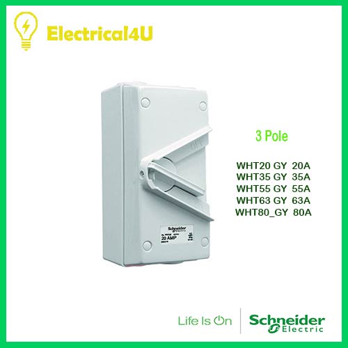 Schneider Electric WHT20_GY-WHT80_GY WATERPROOF ISOIATOR SWITCHES (IP66 ...