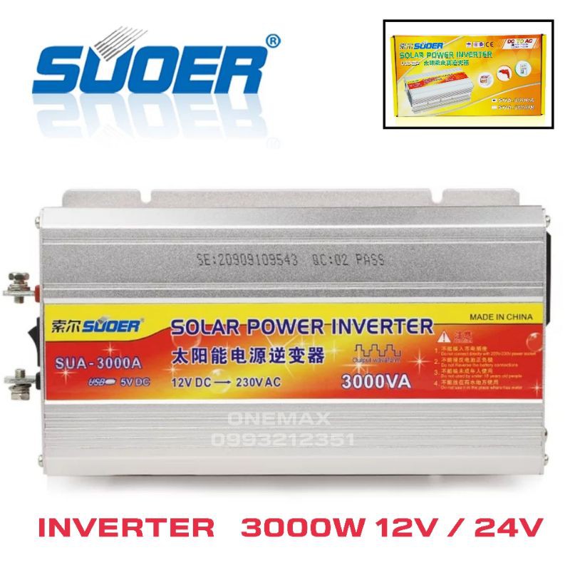 SUOER อินเวอร์เตอร์ 3000W 12V/24V (ตัวเลือก 12V หรือ 24V) Power ...