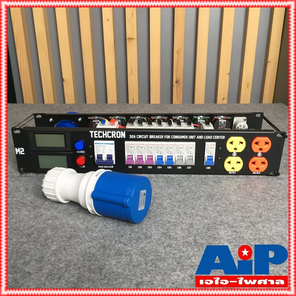 TECHCRON AC-32A M2 ชุดโหลดไฟ ชุดจ่ายไฟ AC 32A ชุดโหลดไฟใช้งานกับเพาเวอร์แอมป์ ชุดจ่ายไฟ 2 หน้าจอ ...