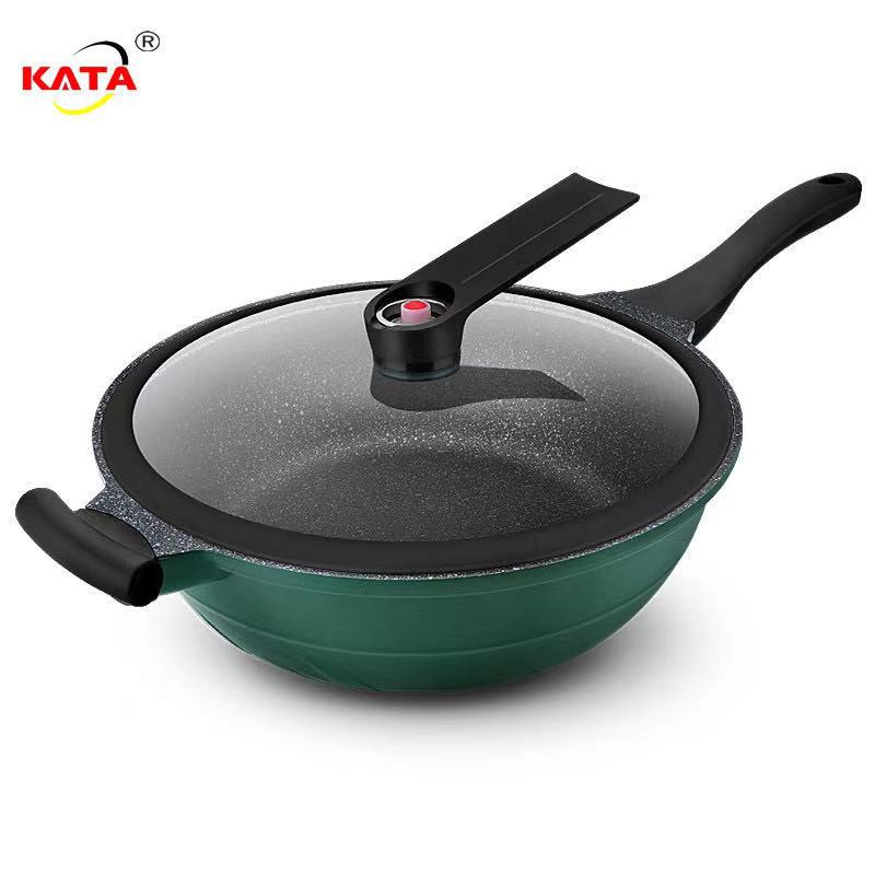 ข้อเสนอพิเศษ LESS 32cm German nonstick frying wok pan maifan marble ...