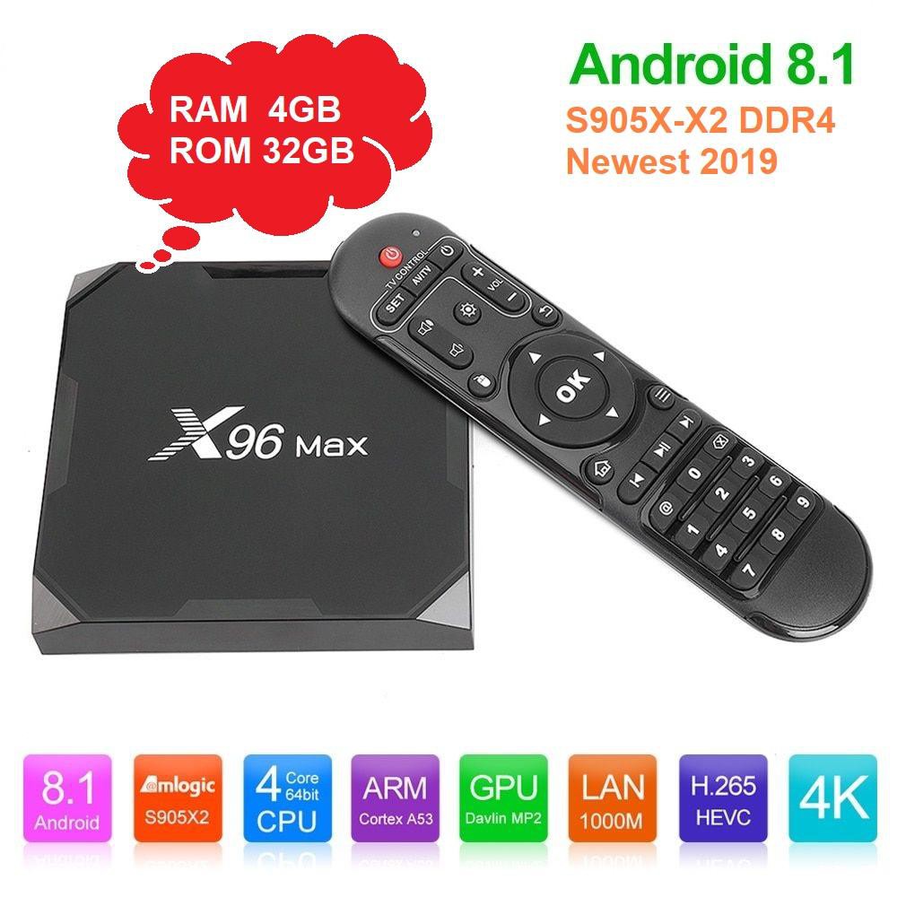 X96 Max +Smart TV BOX Android 9.0 Amlogic S905X3LPDDR4 Quad Core 4 GB ...
