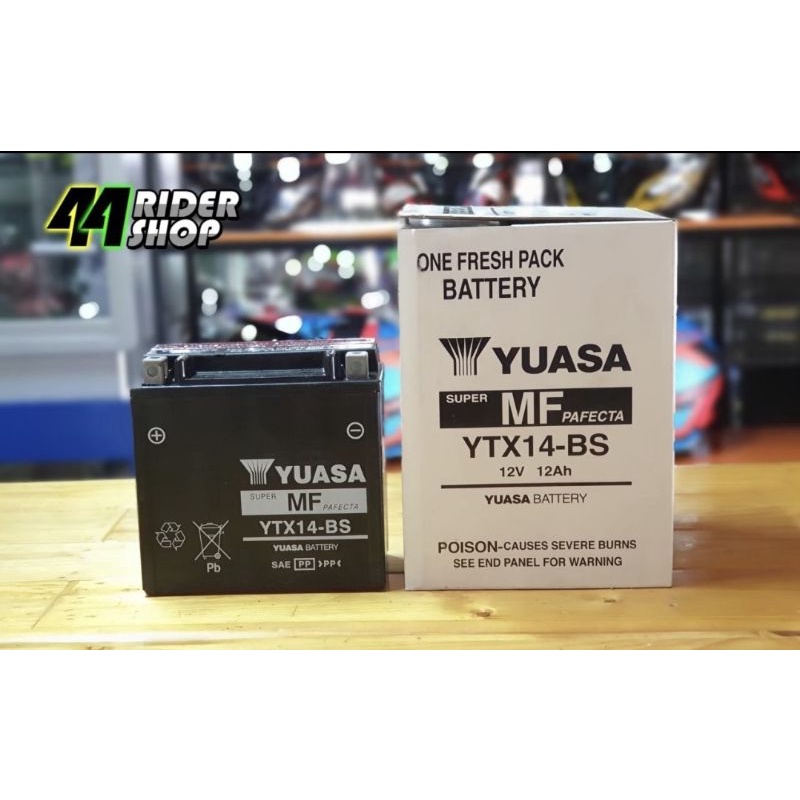 YTX14-BS แบตเตอรี่ YUASA 12V/12Ah สำหรับ BMW F650GS, V-strom, ZX-12R ...
