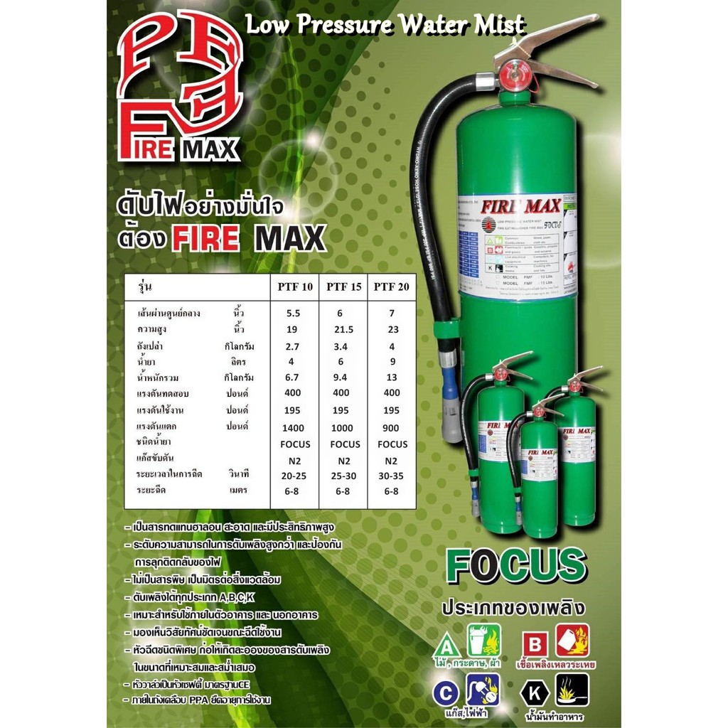 💥ค่าส่งต่อ1ถัง💥 ถังดับเพลิง ชนิดน้ำยาเหลวระเหย BF-2000 ขนาด15ปอนด์ ยี่ห้อ Fireman ถังดับเพลิง ...