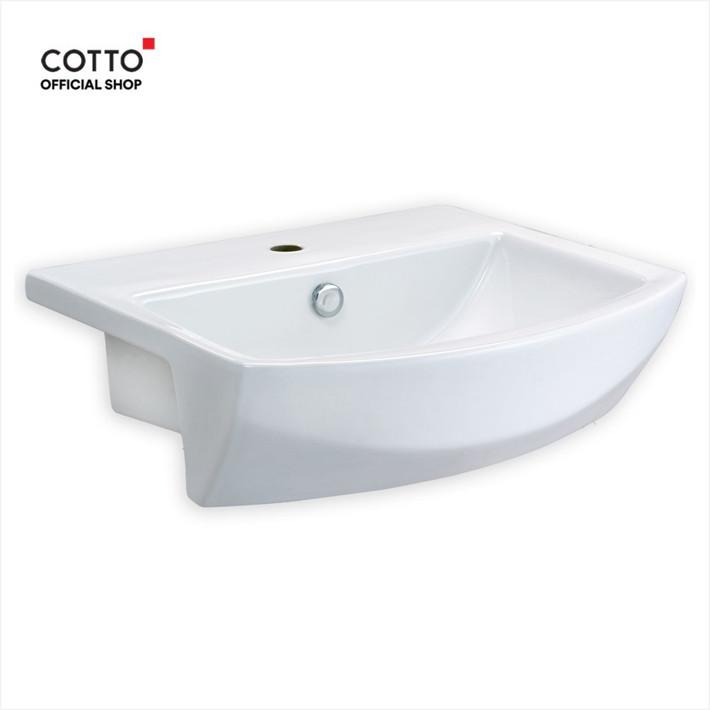 COTTO อ่างล้างหน้าแบบฝังครึ่งเคาน์เตอร์ รุ่น C02427 TETRAGON พร้อมสาร ...