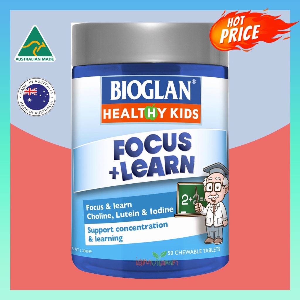 Bioglan Healthy Kids Focus & Learn Chewable 50 Tablets | Shopee Thailand