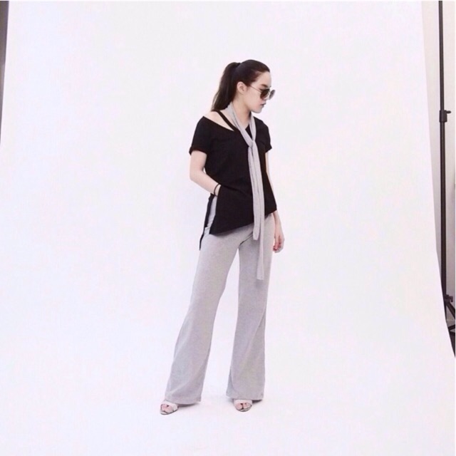 Parisia flare pants (Grey) | Shopee Thailand