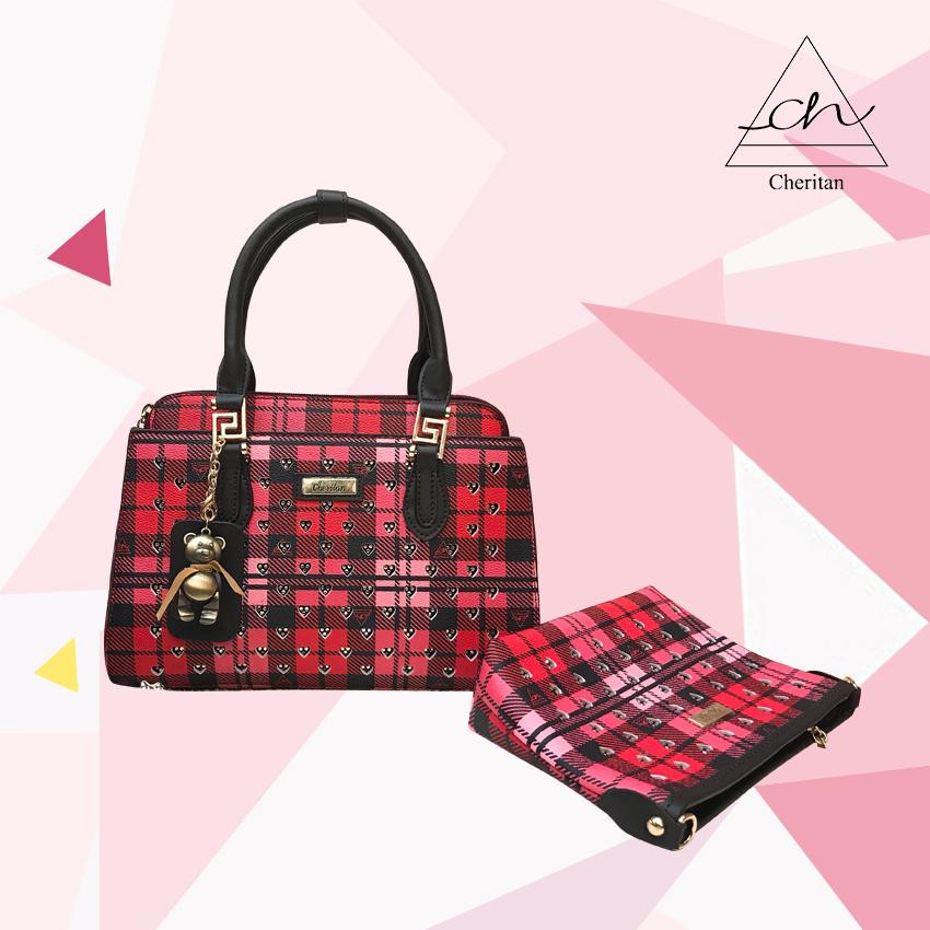 Cheritan กระเป๋าเซต 2ใบ รุ่นA7-1 กระเป๋าแม่ลูก ฉลุติดคริสตัล เชอริตัน ...