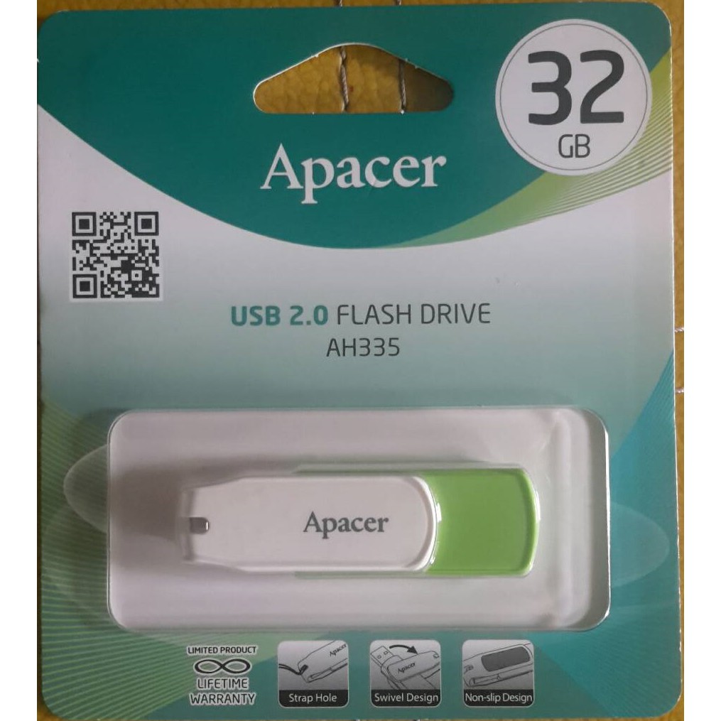 FLASH DRIVE (แฟลชไดร์ฟ) APACER 32 GB USB 2.0 [AH335] (GREEN/WHITE ...