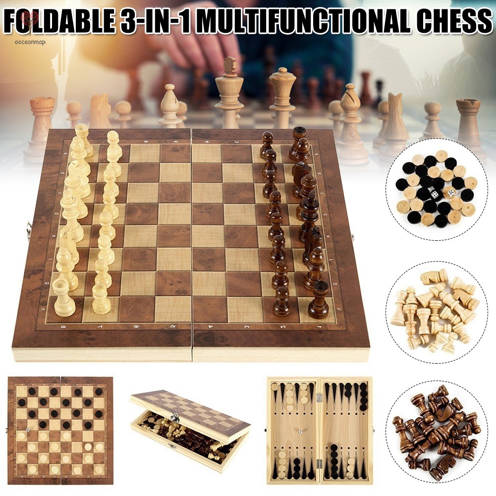 \"ready stock\" Portable Wooden Magnetic Chess with Folding Board Chess ...
